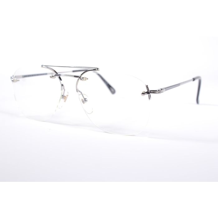 Jaeger Eyewear J-1102 Mens Silver Half Rim Titanium Designer Sunglasses ...